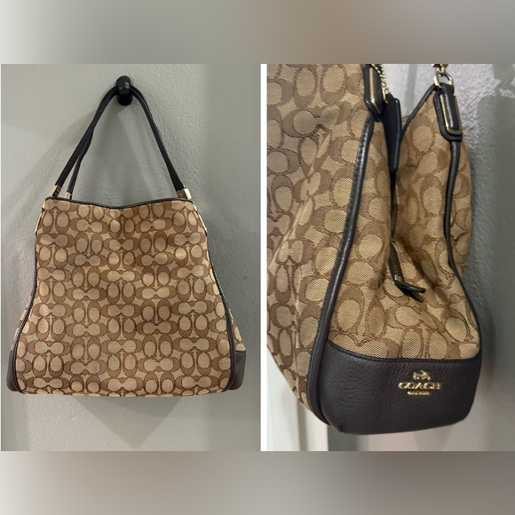 Coach | Bags | Coach Phoebe Signature Brown Leather Shoulder Bag ...